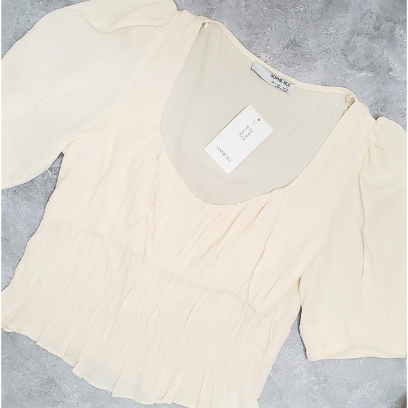 Sophie Rue | Tops | Nwt Sophie Rue Ivory Square Neckline Ruched Short ...